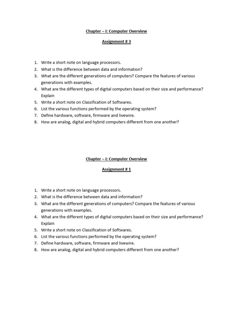 CBSE Class 11 Computer Worksheet - Computer Overview | PDF
