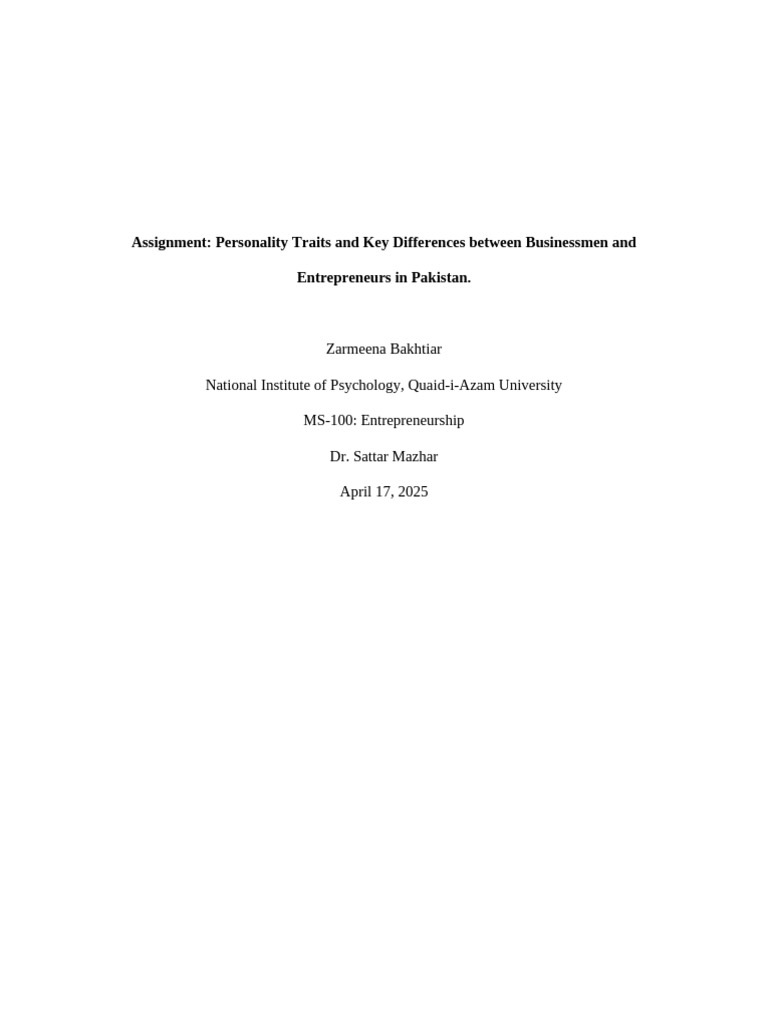 Assignment Diff Between Traits Etc | PDF | Pakistan