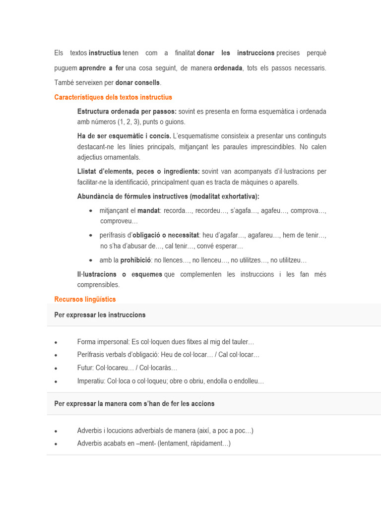 Teoria Text Instructiu Amb Exemples | PDF