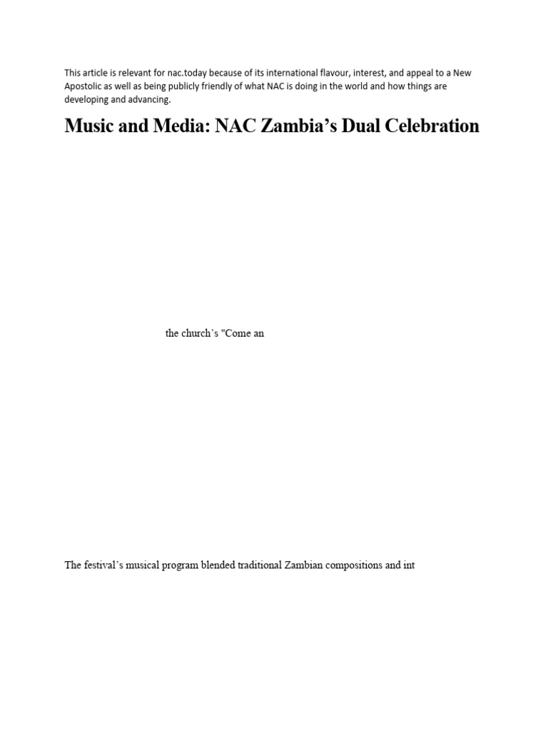 Music and Media NAC Zambia | PDF