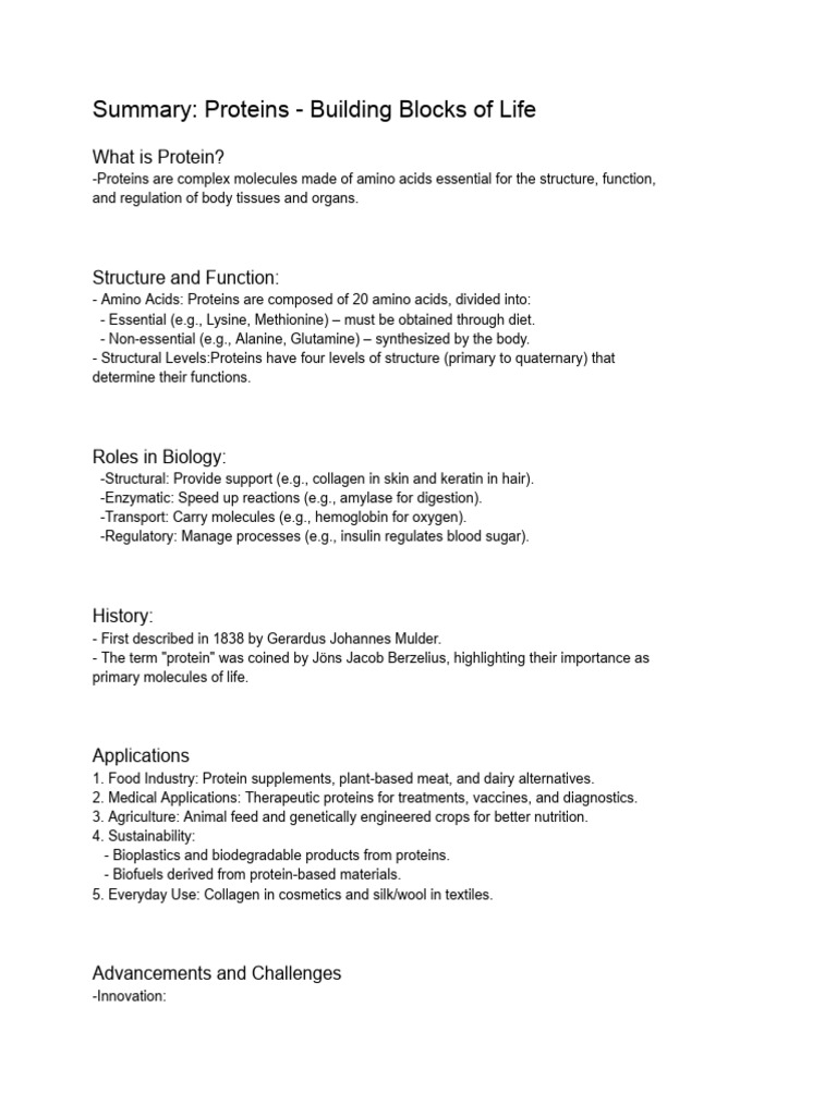 Proteins Overview | PDF