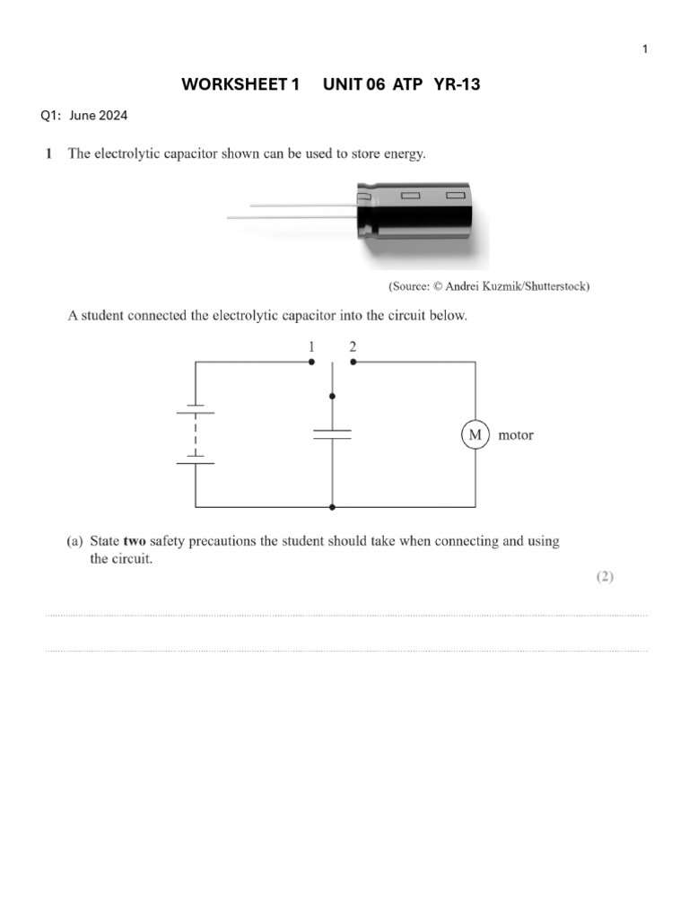 Worksheet-1 Unit 06 Yr-13 1 | PDF