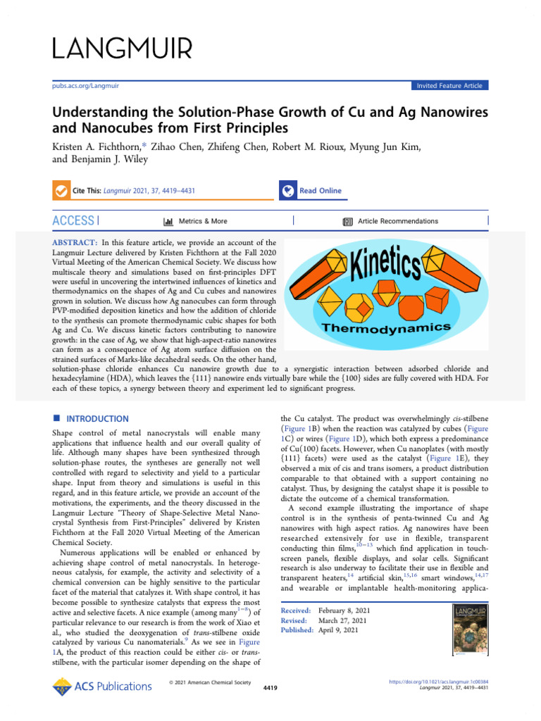 Understanding The Solution-Phase Growth of Cu and Ag Nanowires | PDF ...