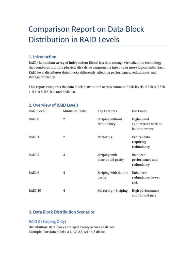 RAID Data Block Distribution Report | PDF | Computer Hardware | Fault Tolerance