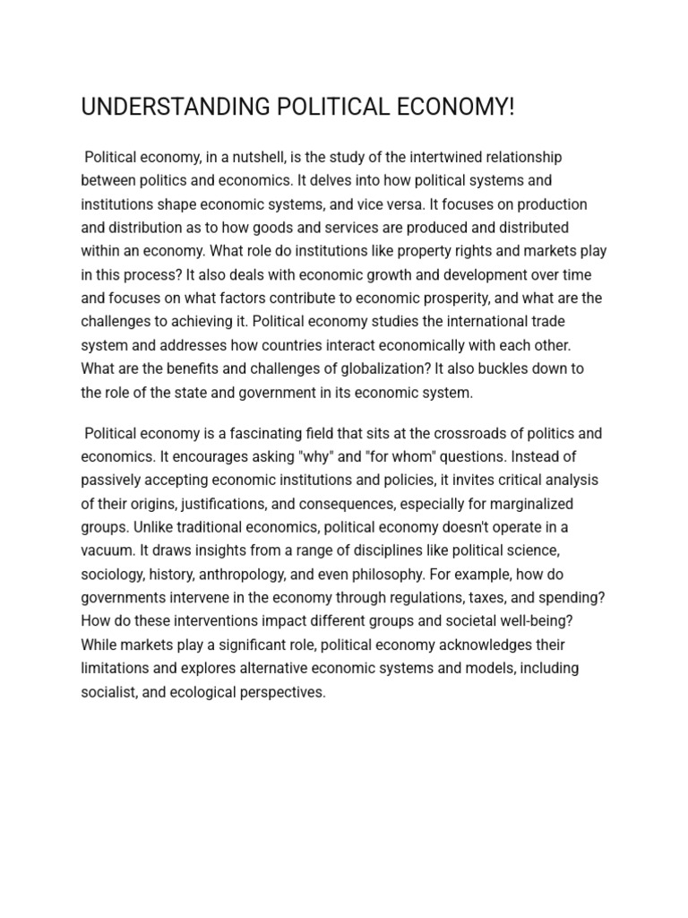 Understanding Political Economy Basics | PDF