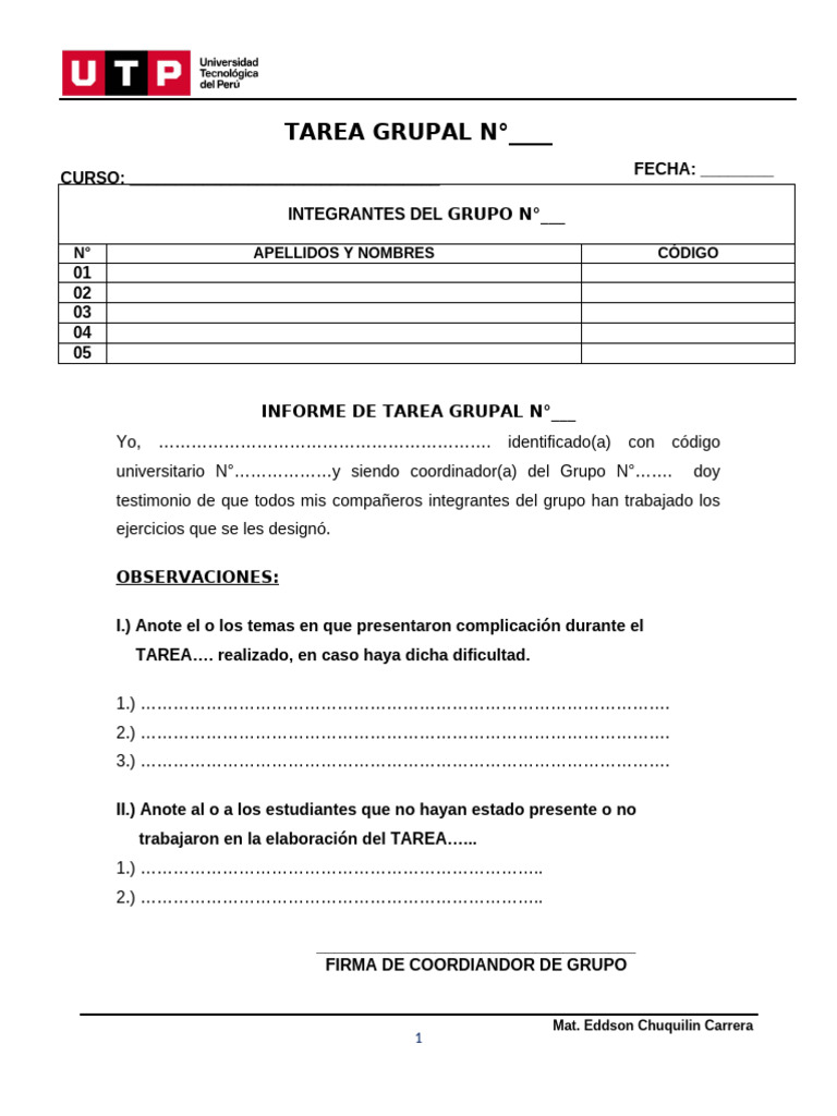 Formato para Tarea Grupal | PDF