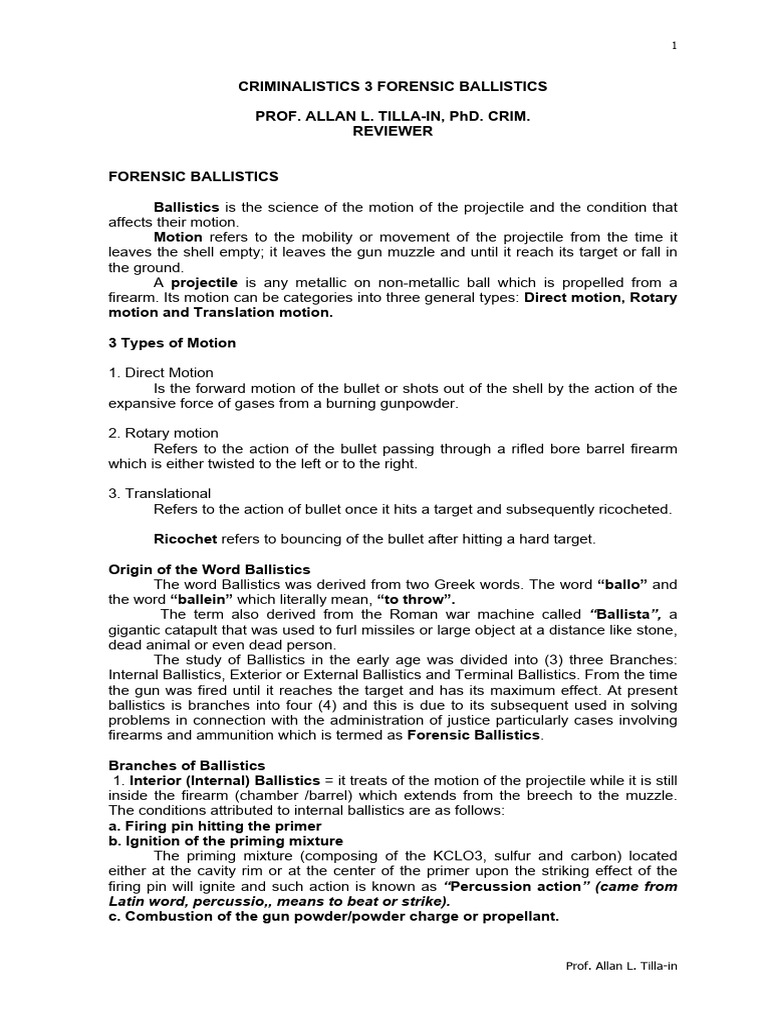Forensic Ballistics Part 1 | PDF | Gun Barrel | Ballistics