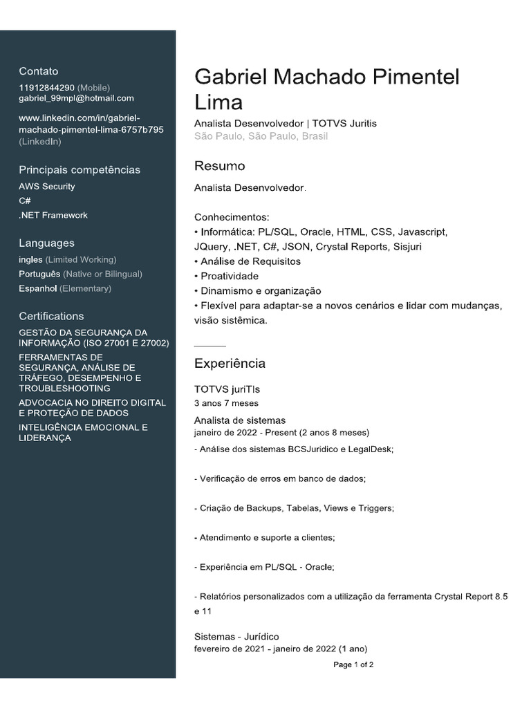 CV - Gabriel Machado | PDF