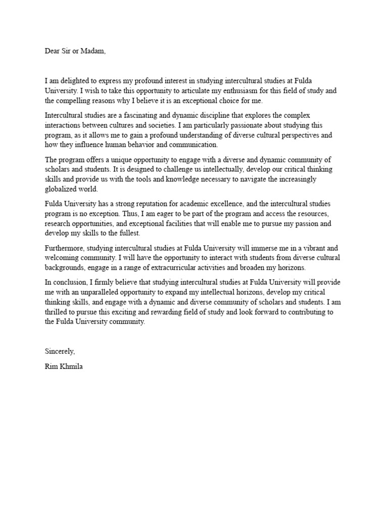 Motivation Letter | PDF
