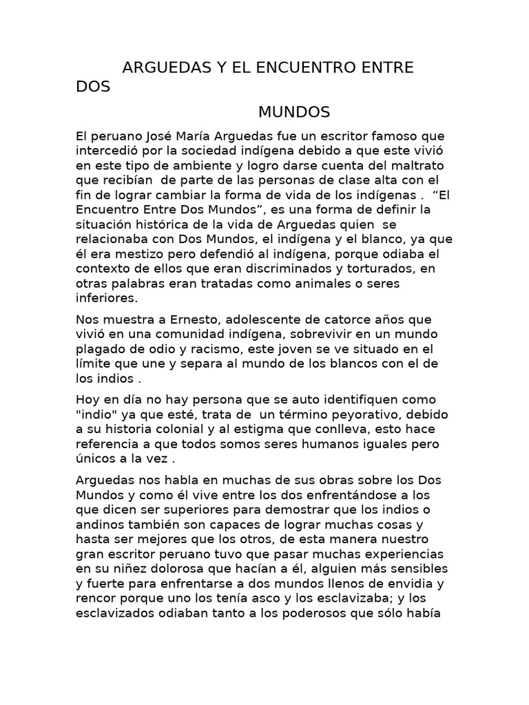 Arguedas y El Encuentro Entre Dos | PDF