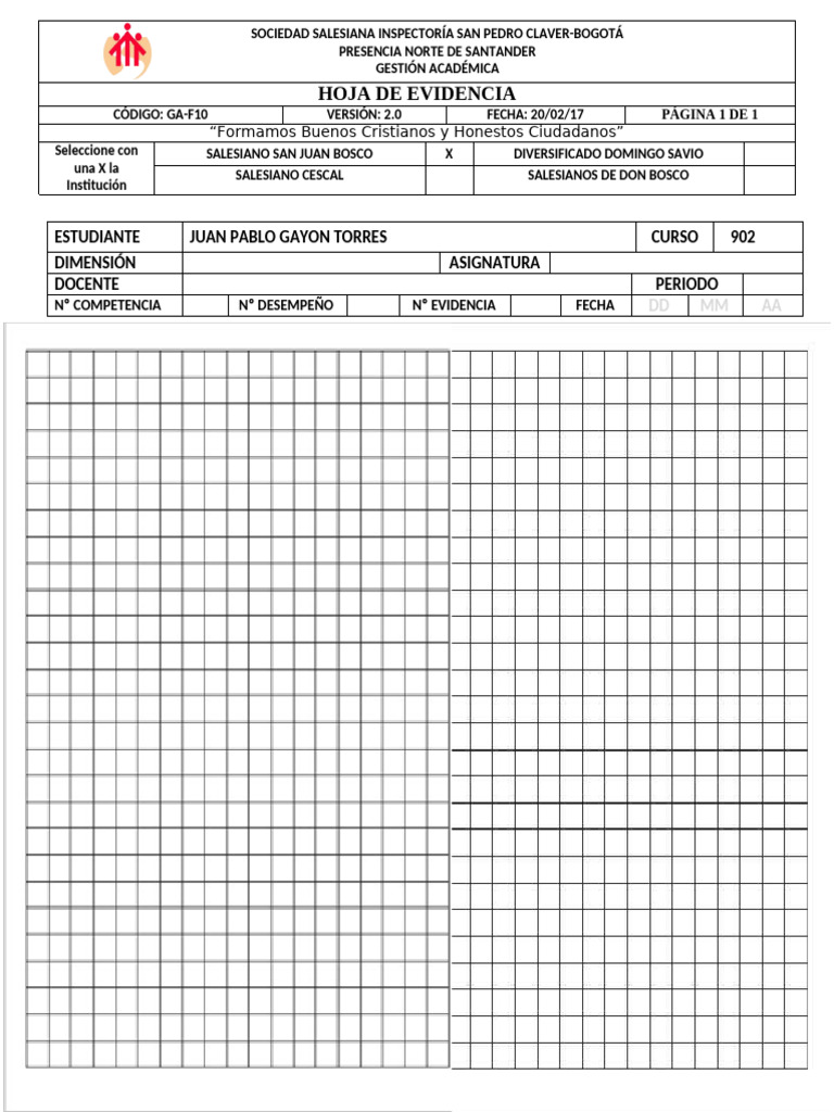Hoja Evidencia | PDF