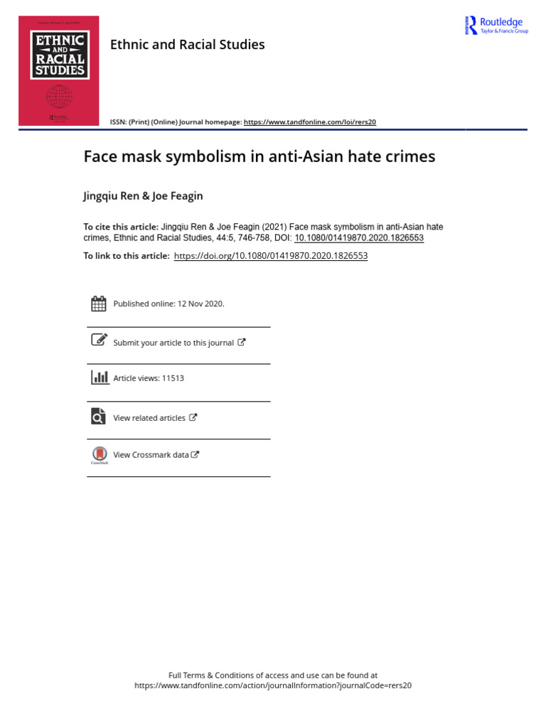 Ren Face Mask Hate Crime | PDF | Intersectionality | Xenophobia