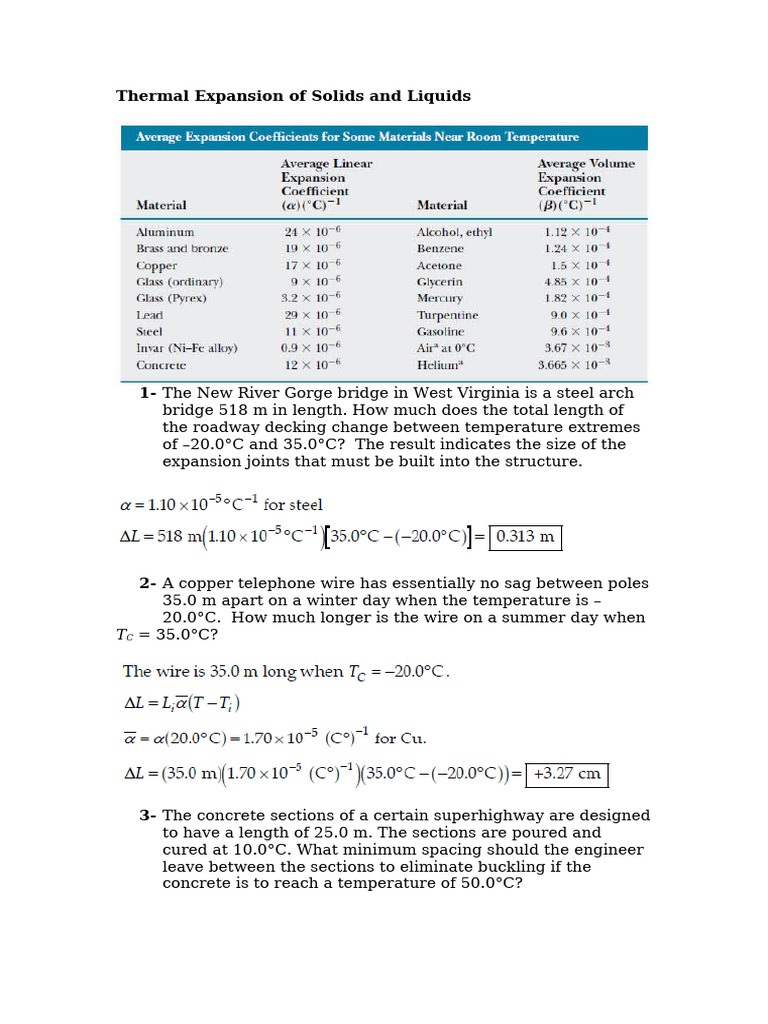 Thermal Expansion of Solids and Liquids | PDF