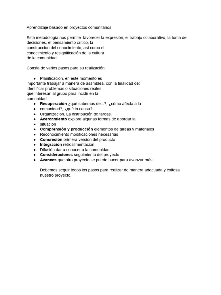Aprendizaje Basado en Proyectos Comunitarios | PDF