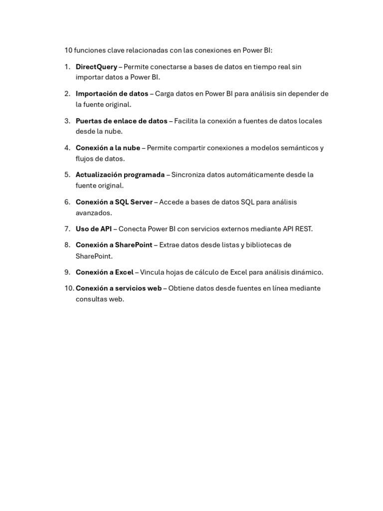 10 Funciones Clave Relacionadas Con Las Conexiones en Power BI | PDF