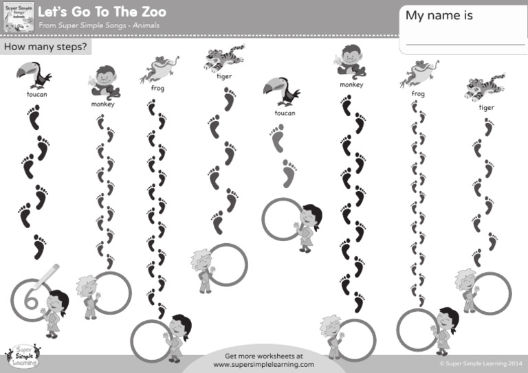 Walking in The Jungle Worksheet How Many Steps 2 BW | PDF