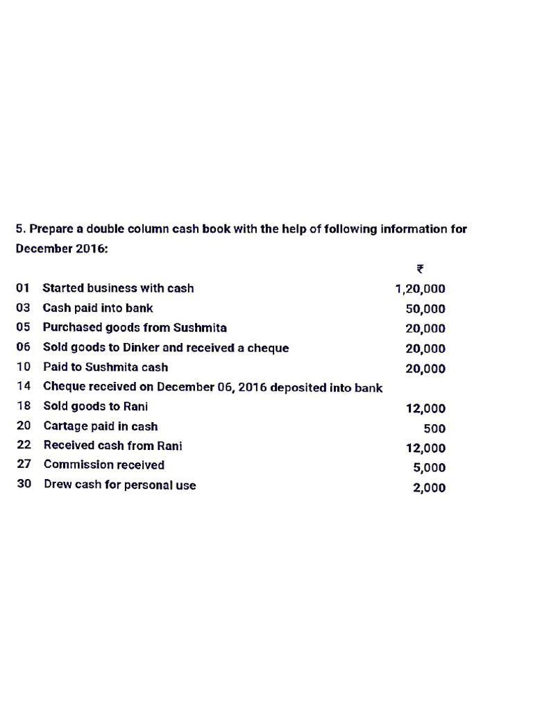 Cash Book Double Column Numericals | PDF