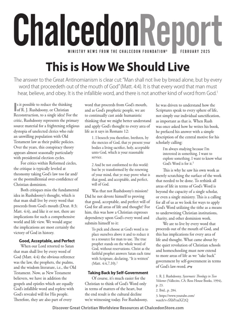 Chalcedon Report 2025 February | PDF | Eschatology | Covenant Theology