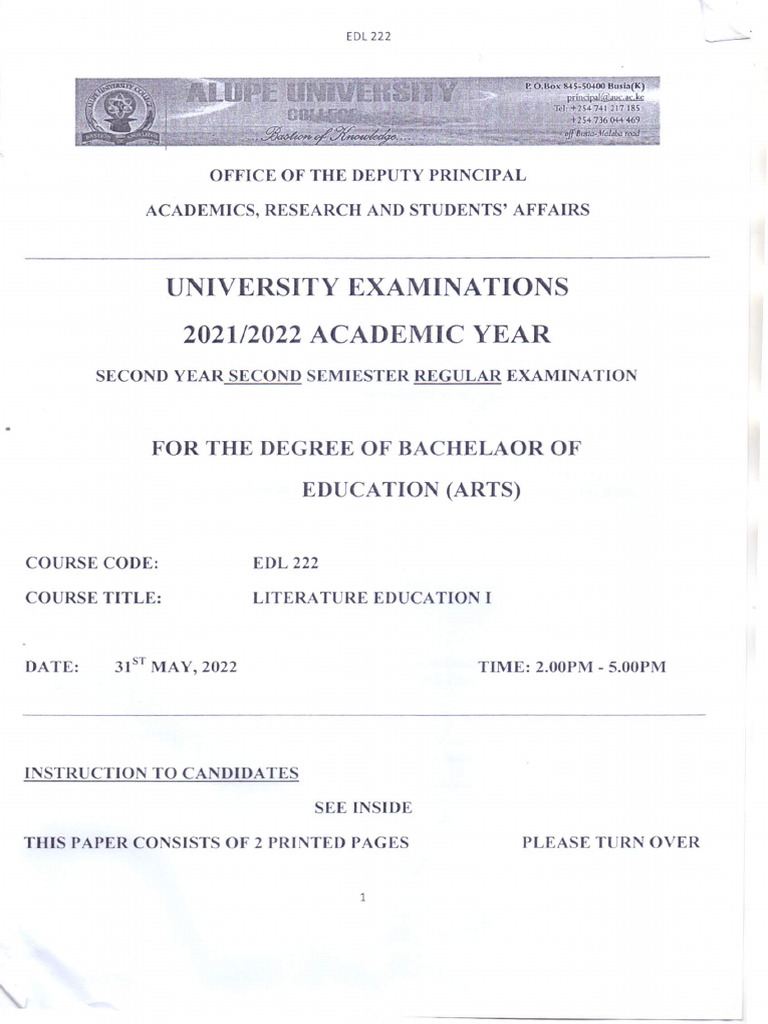 Edl 222 Literature Education I | PDF