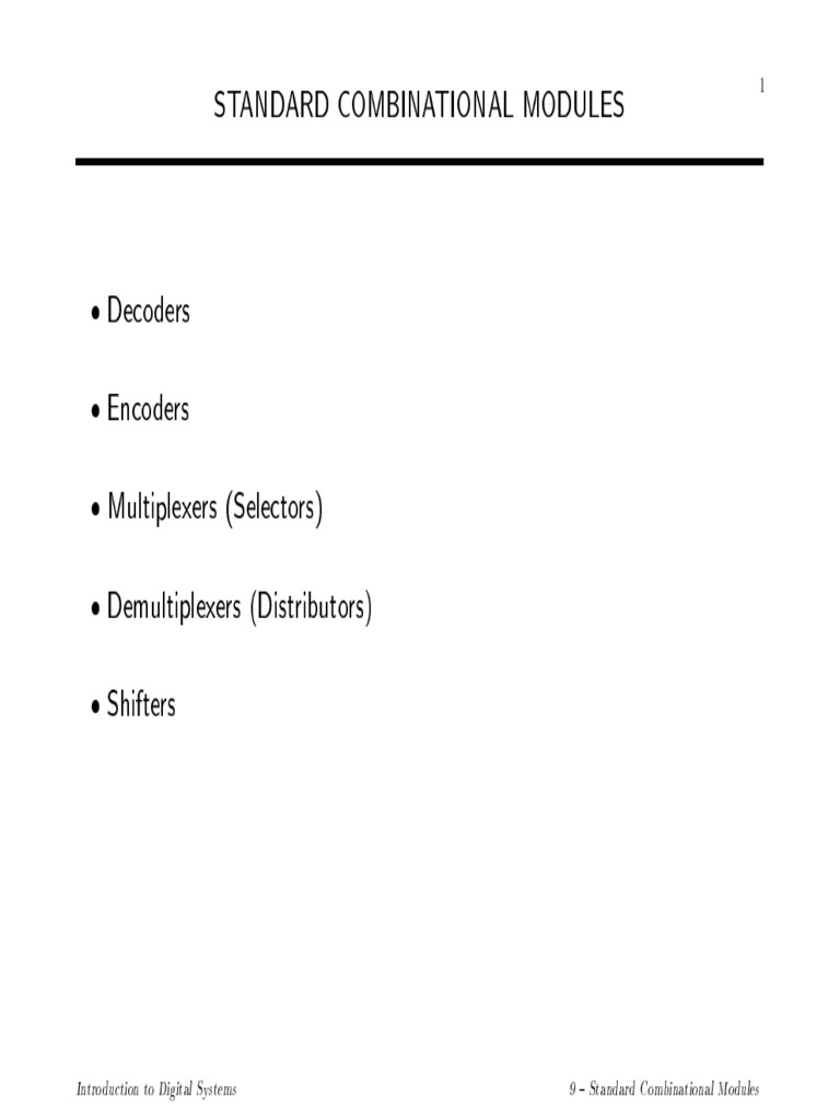 Ch9 - Standard Combinational Modules | PDF | Computing | Computer Engineering