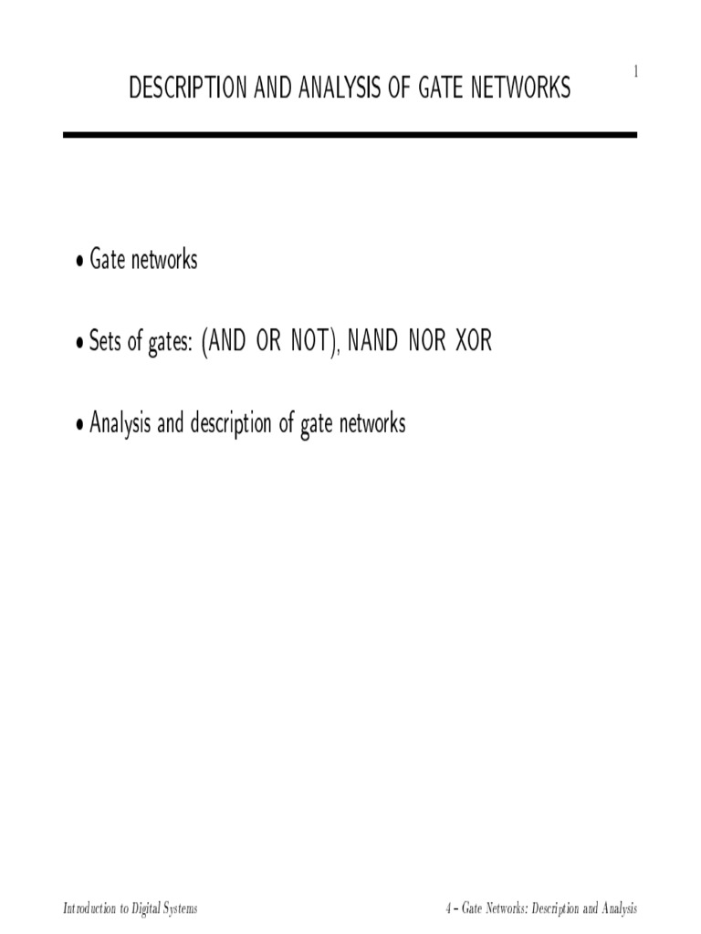 CH4 - Gate Networks - 1 | PDF | Digital Electronics | Digital Technology
