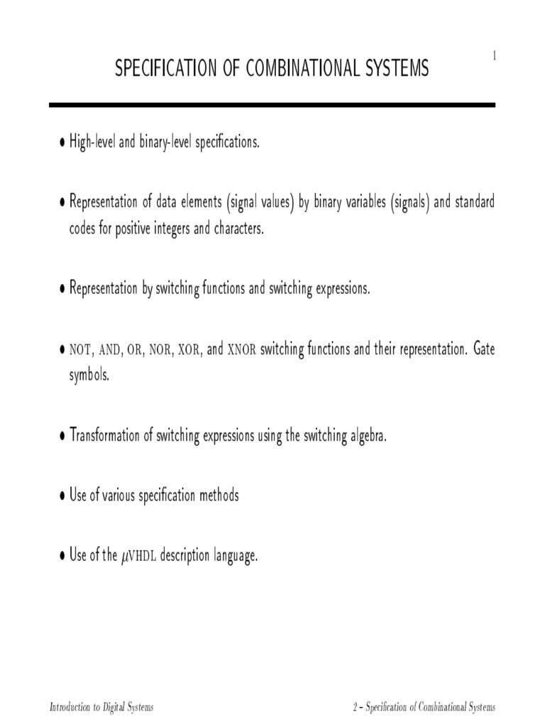 CH2 - Specification of Combinational System | PDF | Mathematics ...
