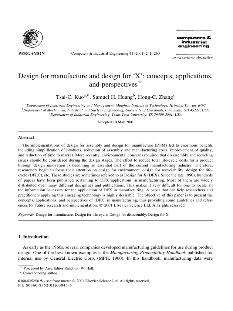 Design For Manufacture and Design For X | PDF | Life Cycle Assessment | Reliability Engineering