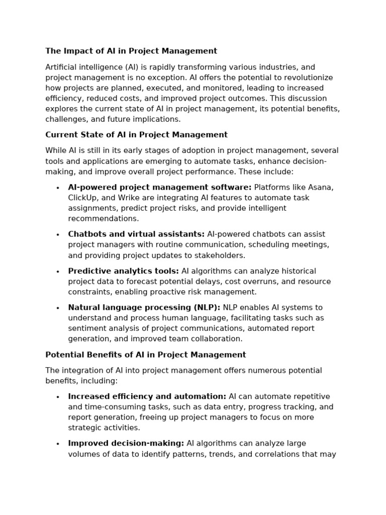 AI in Project Management | PDF | Artificial Intelligence | Intelligence ...