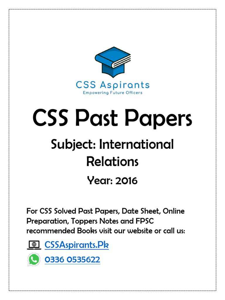 IR Past Papers | PDF | Pakistan | Multiple Choice