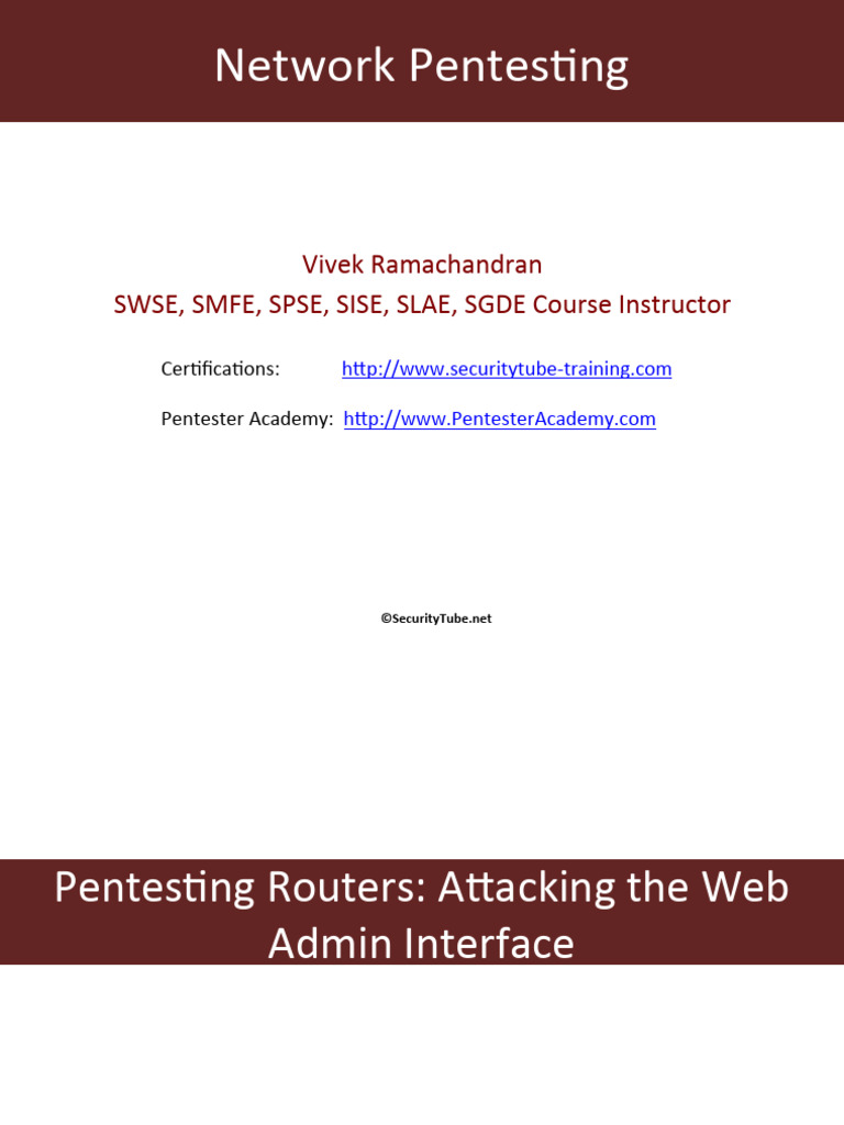 006 Pentesting Routers Attacking Web Interface | PDF