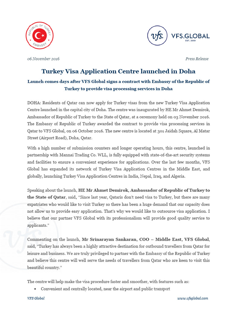 Turkey Visa Application Centre Doha | PDF | Doha | Qatar