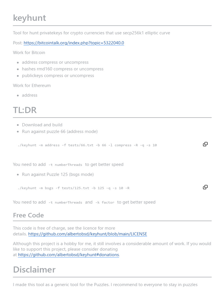 Albertobsd - Keyhunt - Privkey Hunt For Crypto Currencies That Use ...