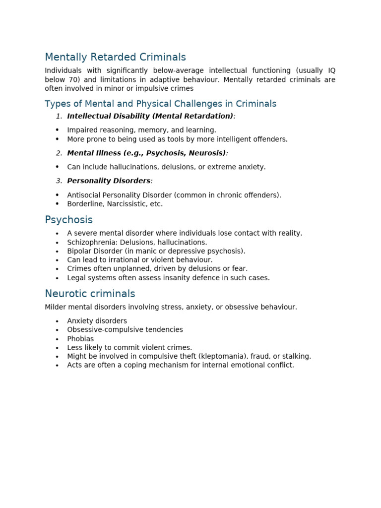 Crimial Psychology Remaining Topics | PDF