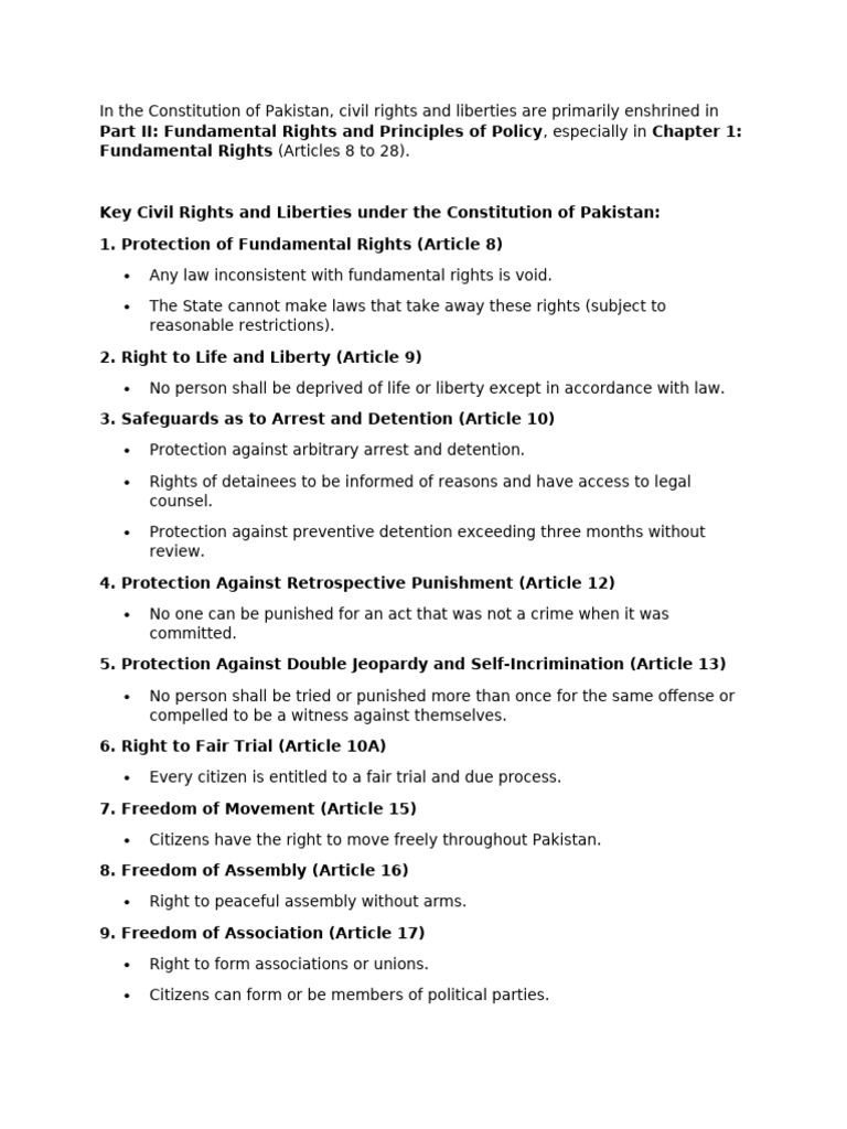 Civics Fundemental Rights Under Constitution | PDF | Detention ...