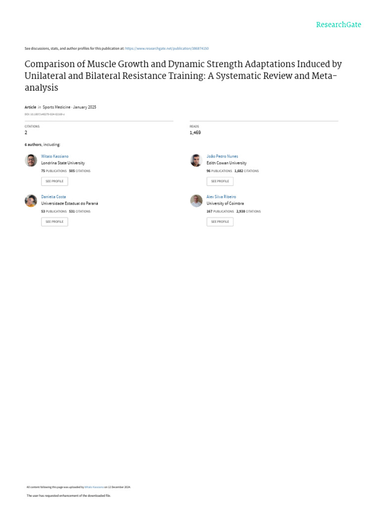 Kassiano Etal Sports Med 2024 | PDF | Strength Training | Effect Size