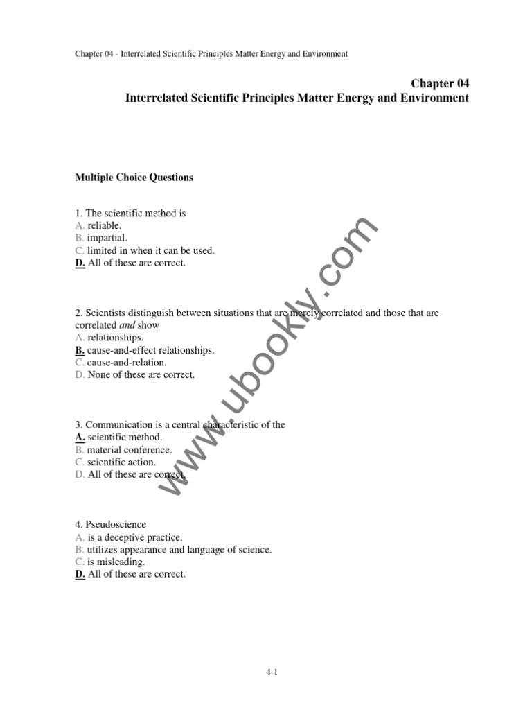 Chapter 4 - Interrelated Scientific Principles Matter Energy and ...