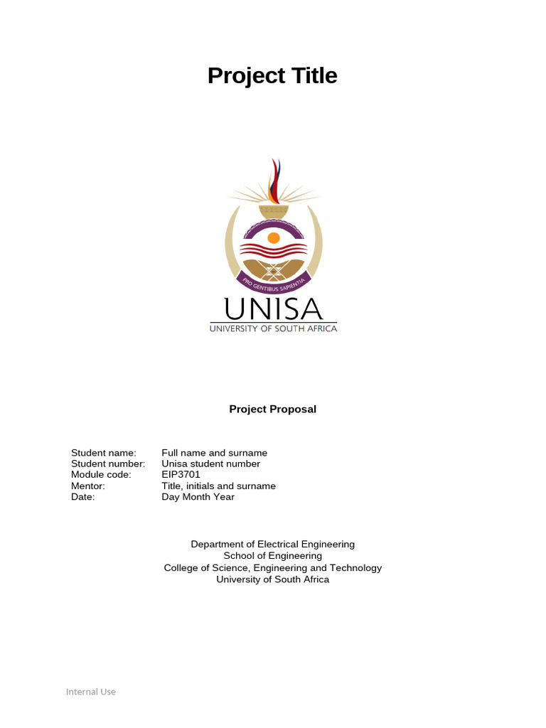 UNISA Project Proposal Template | PDF | Plagiarism