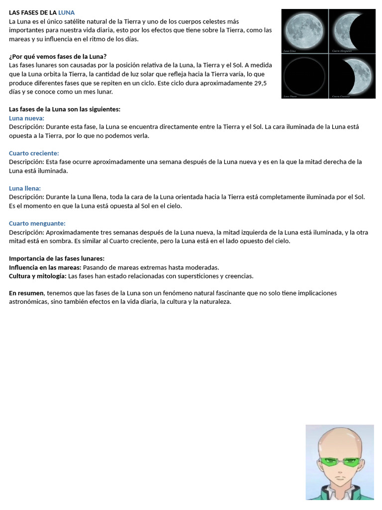 Fases de la Luna: Ciclo y Efectos | PDF
