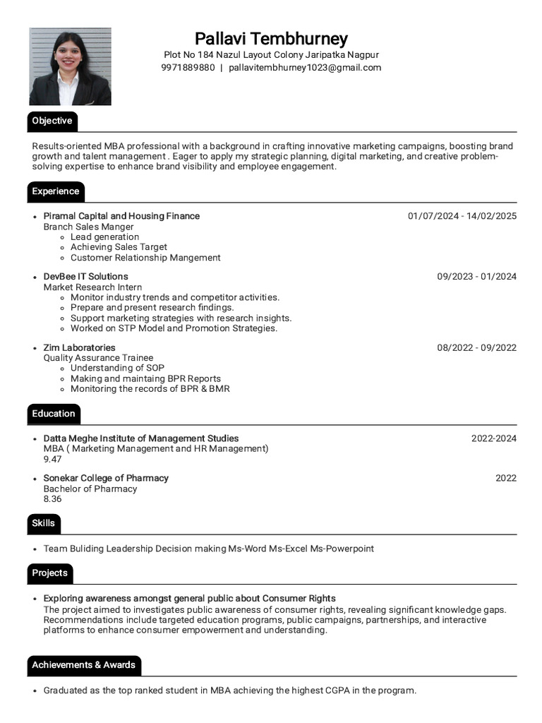 Pallavi CV | PDF | Marketing | Digital Marketing