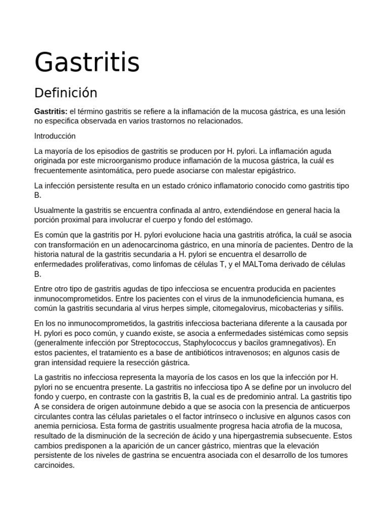 Gastritis | PDF | Infección | Enfermedades y trastornos