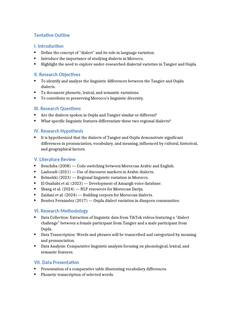 Tentative Outline BA Research | PDF | Linguistics | Phonology