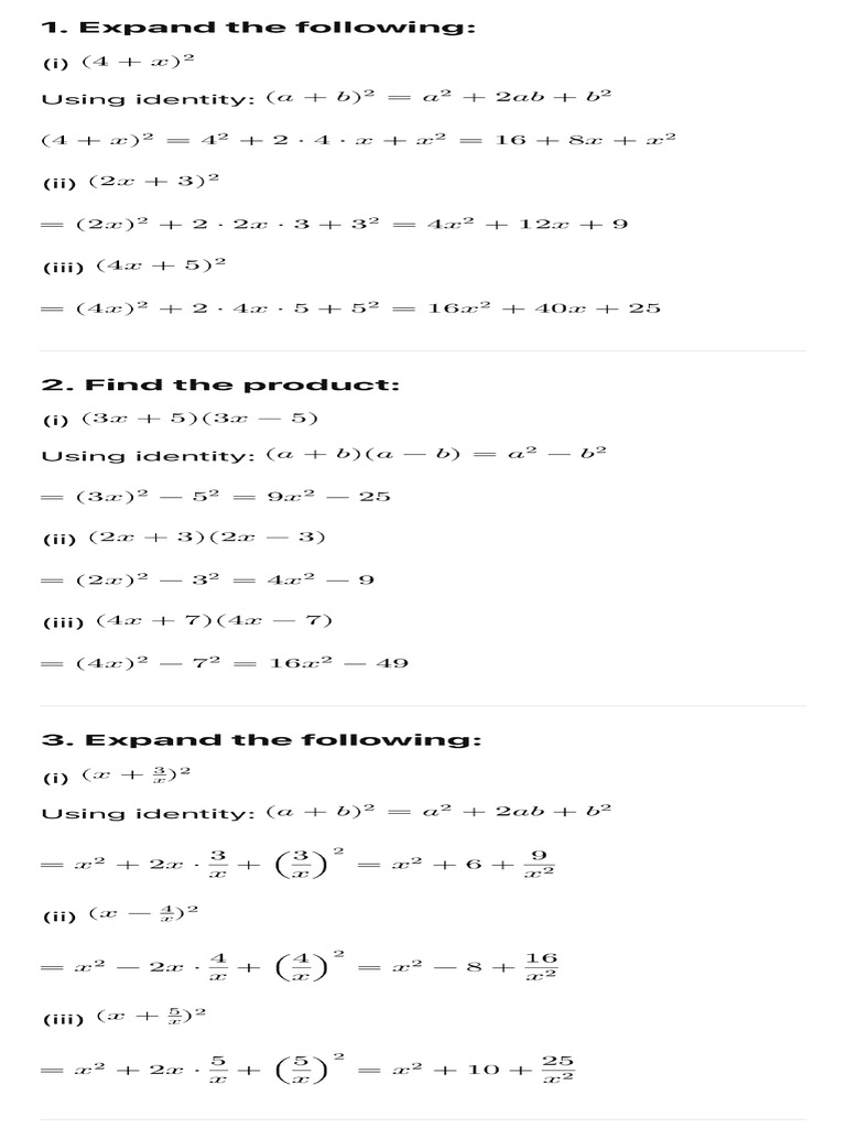 Algebraic Identities Expansion | PDF