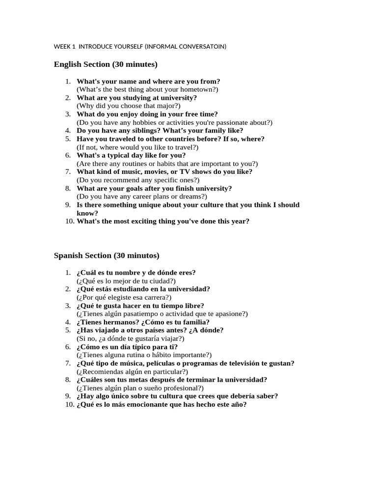 Week 1 Introduce Yourself | PDF