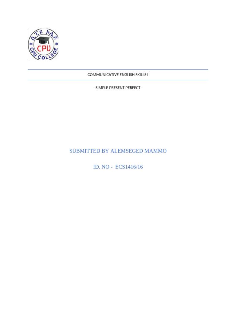 COMMUNICATIVE ENGLISH Individual | PDF | Perfect (Grammar ...