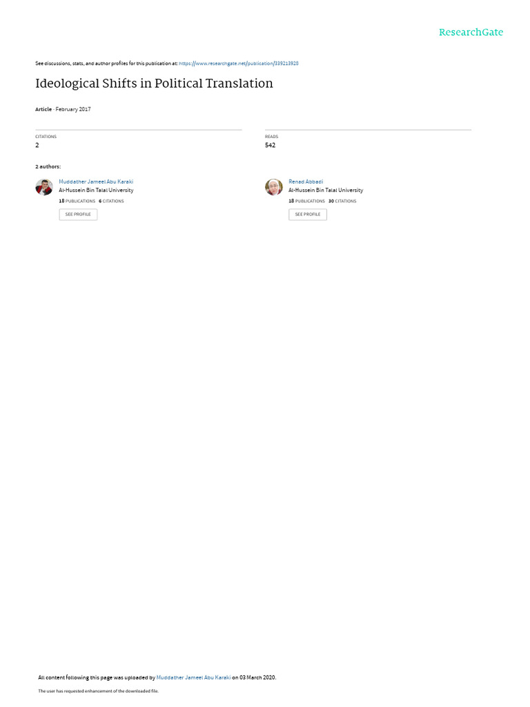 ideologiocalshiftsintranslation2017 | PDF | Translations | Linguistics