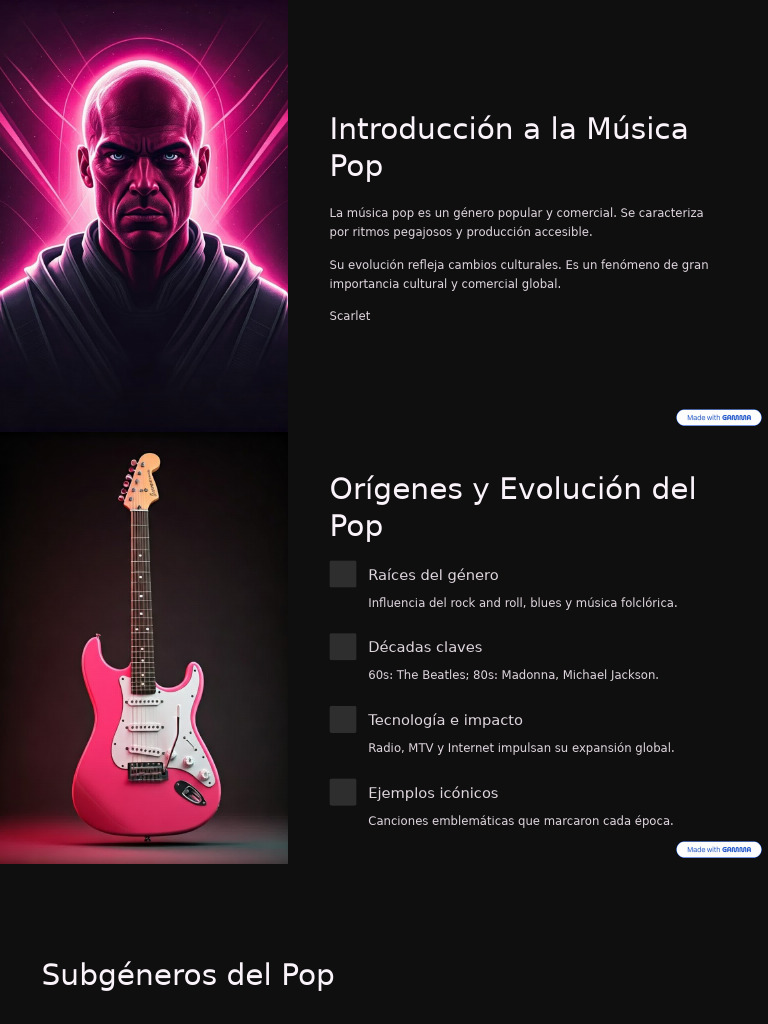 Tipos y Subgéneros de Música Pop | PDF | Música pop | La música rock