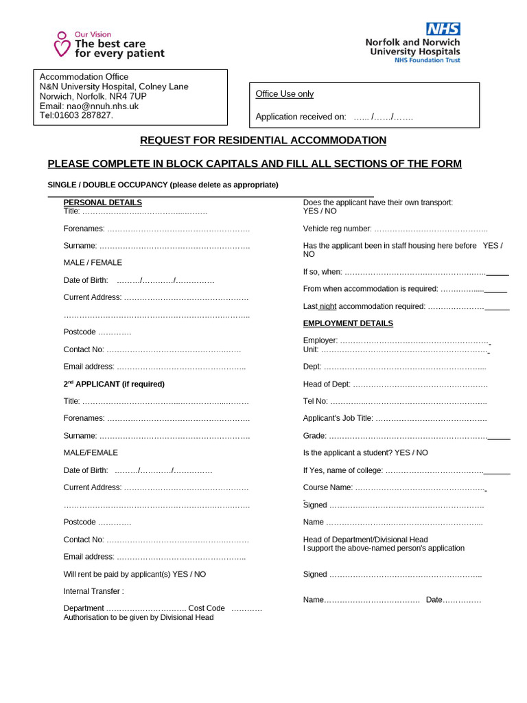 Accommodation Application October 2024 - Updated With Privacy Notice ...