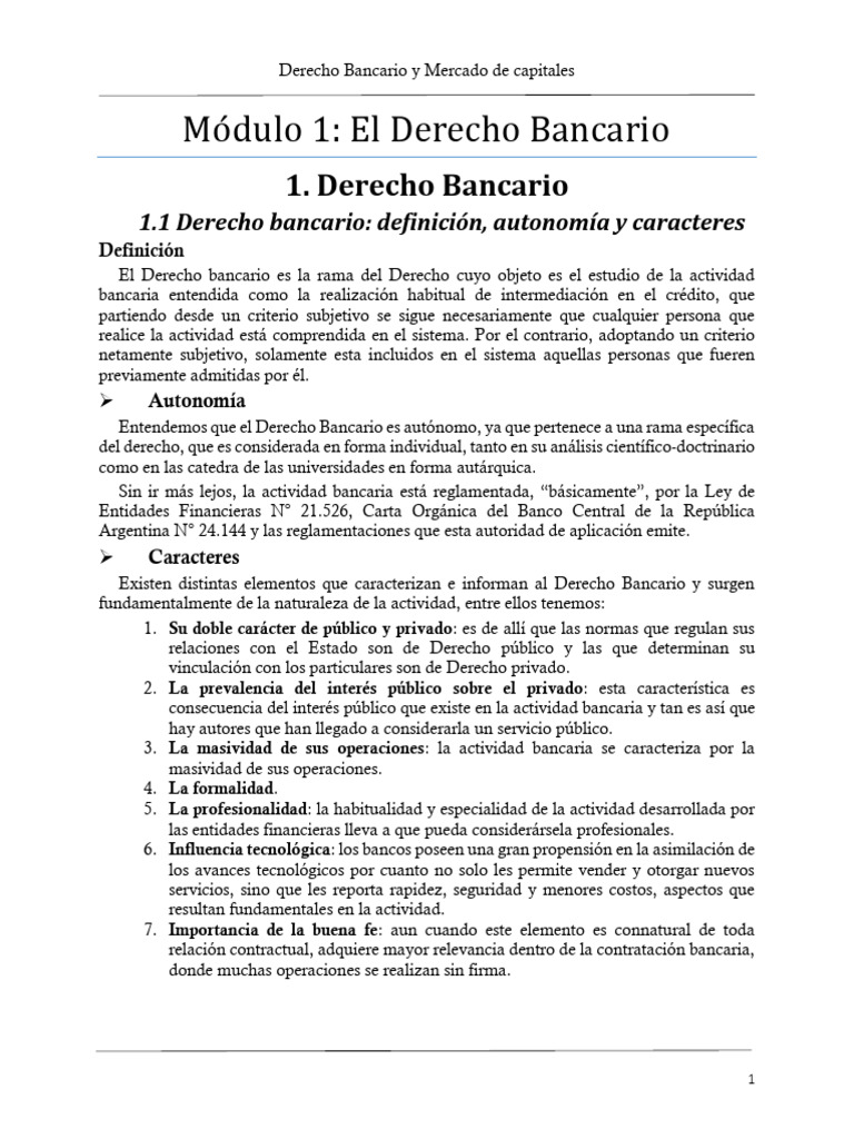 Resumen Derecho Bancario | PDF | Bancos | Dinero