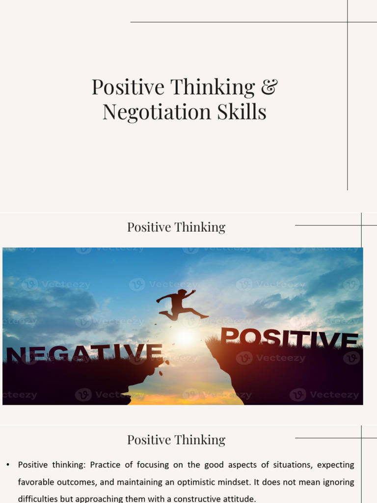 Positive Thinking and Negotiation Skill | PDF | Negotiation | Optimism