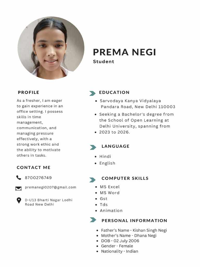 White Simple Student CV Resume | PDF